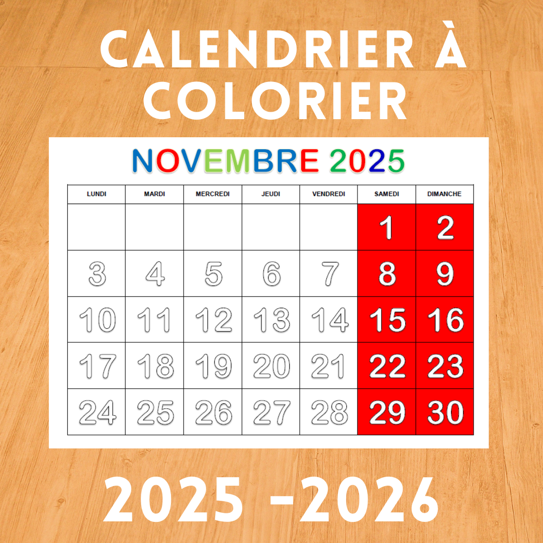 Calendrier à colorier 2025-2026